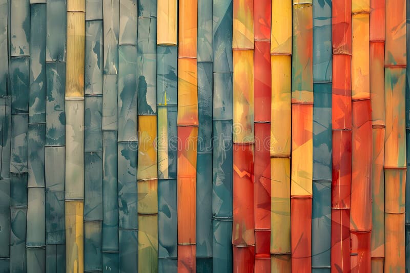 Abstract Bamboo Stalks, Natural Colors, Flat Design Stock Illustration ...