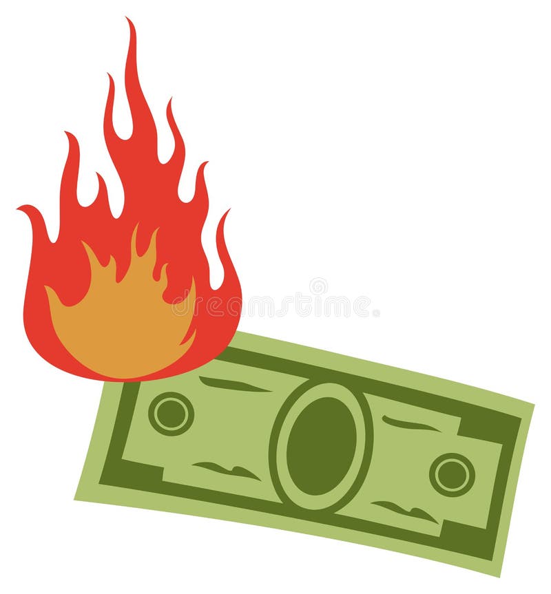 Abstract banknote in fire stock vector. Illustration of bank - 208151422