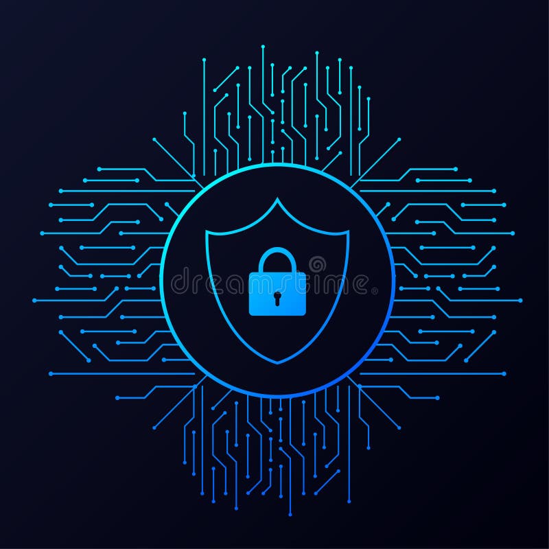 Abstract Banner. Cyber Security in 3d Style. Communication Technology ...