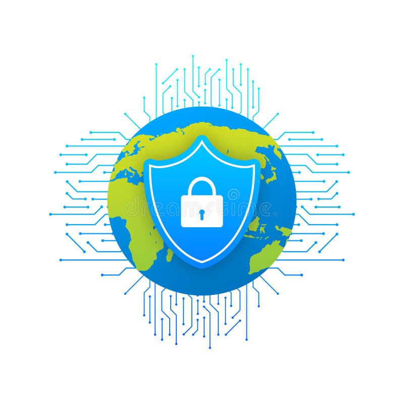 Abstract Banner. Cyber Security in 3d Style. Communication Technology ...