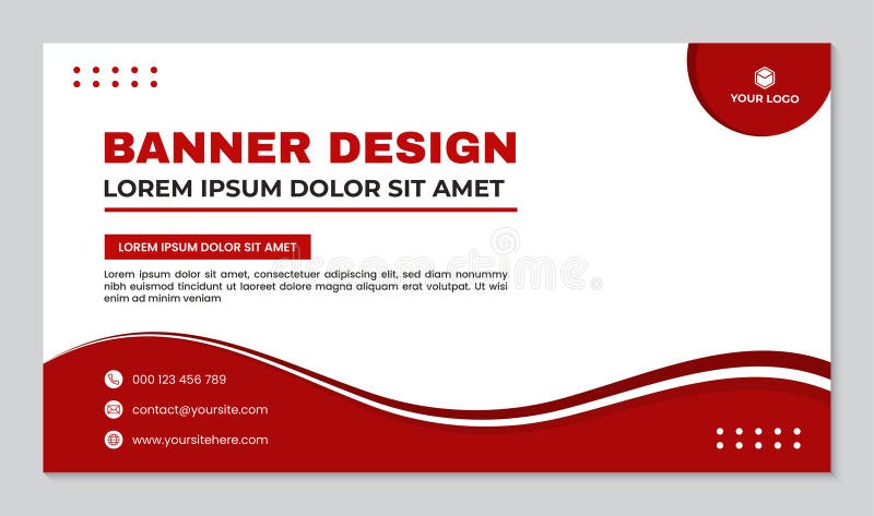 Abstract Banner Design Simple Wave Red Background Stock Illustration ...