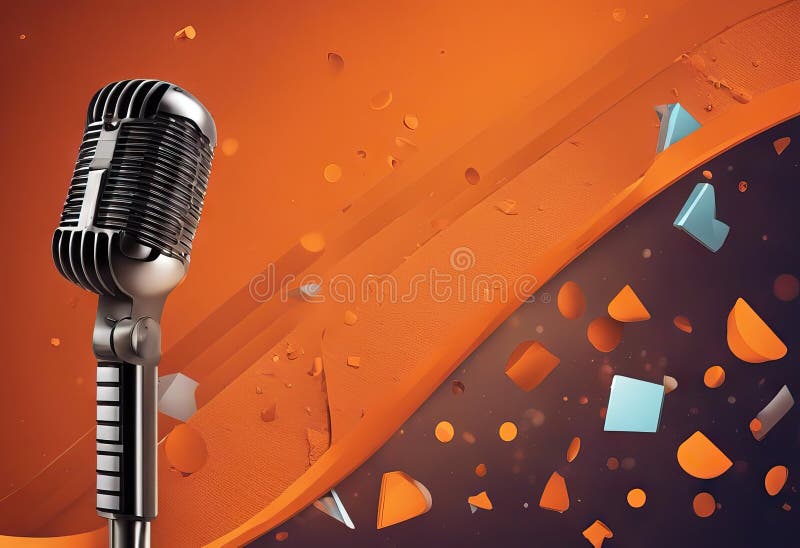 Abstract Banner for a Podcast. Studio Microphone Button on Bright ...