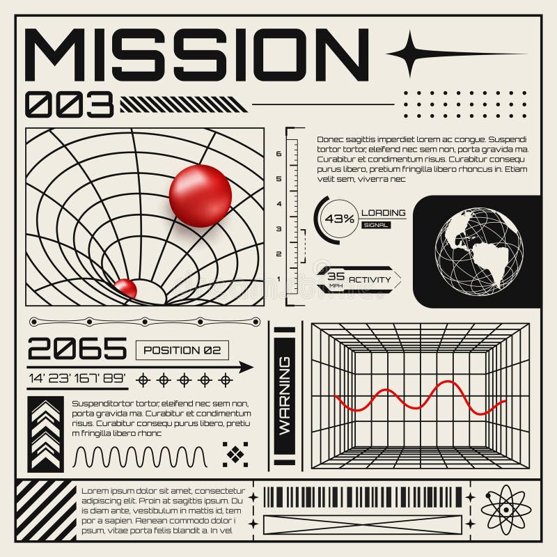 Abstract Banner with Wireframe 3D Figures. Posters with HUD Elements ...