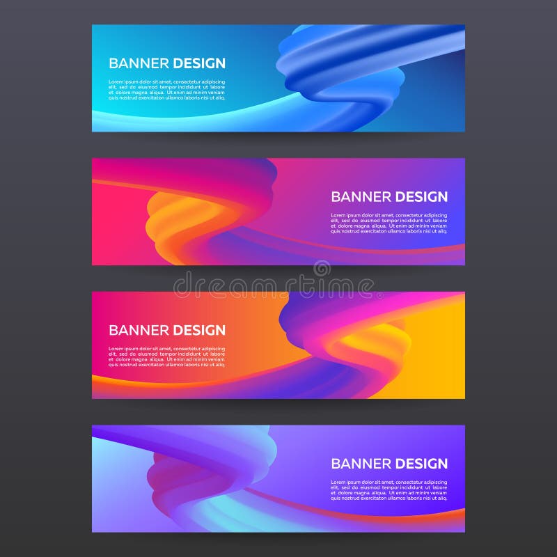 Abstract Banners Set. Vibrant Flow Stock Vector - Illustration of ...