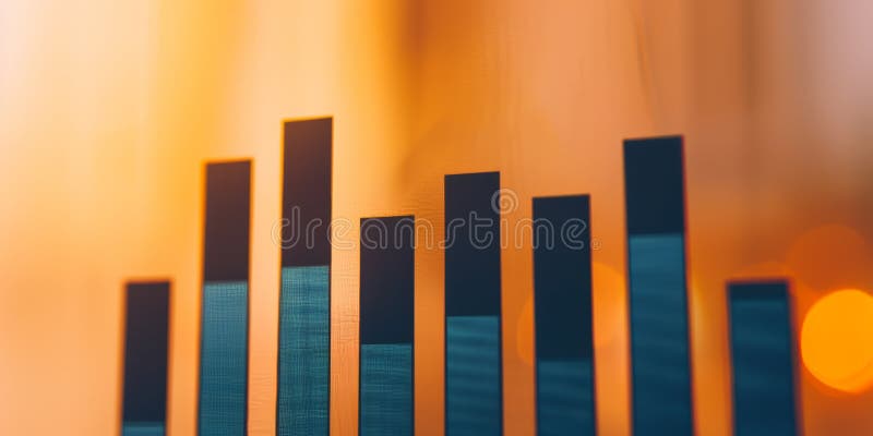 Abstract Bar Chart Graph Illustration with Blurred Warm Background for ...