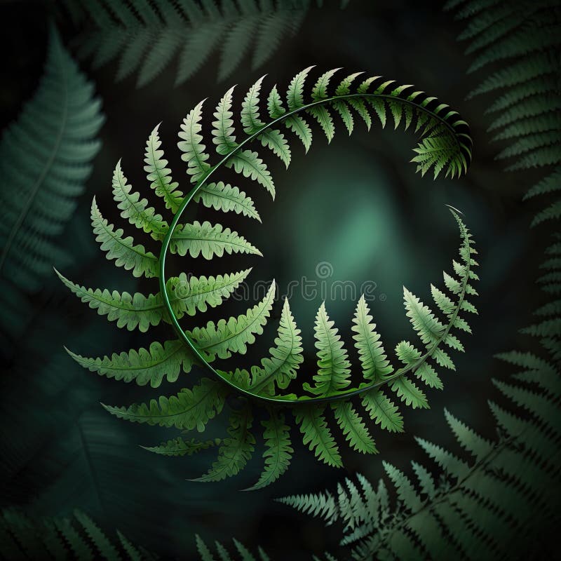 Abstract Barnsley Fern As a Single Curve. Generative AI Stock ...