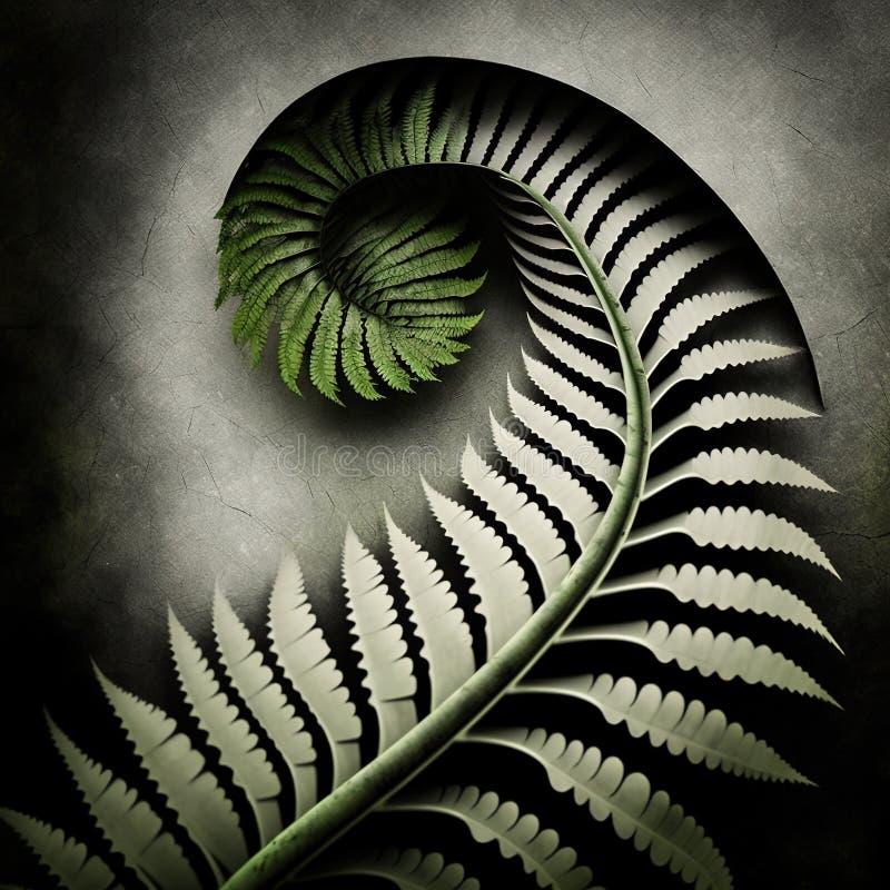 Abstract Barnsley Fern As a Single Curve. Generative AI Stock ...