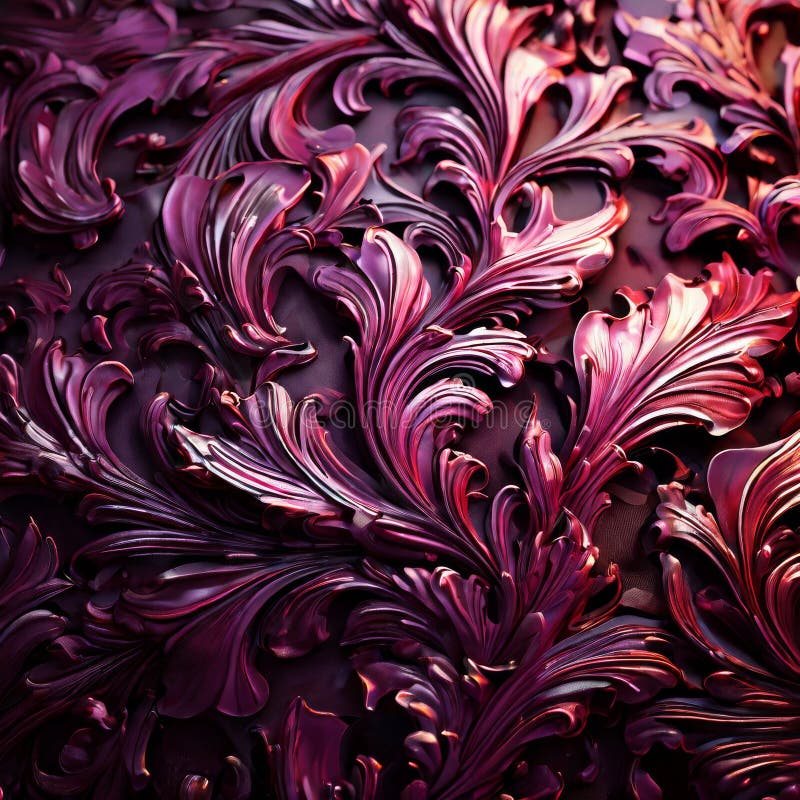 Abstract Baroque Pattern with Rich Purple and Pink Accents Stock Image ...