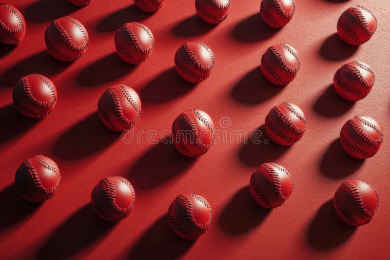 Abstract Baseball Pattern on Red Background for Modern Design Concepts ...