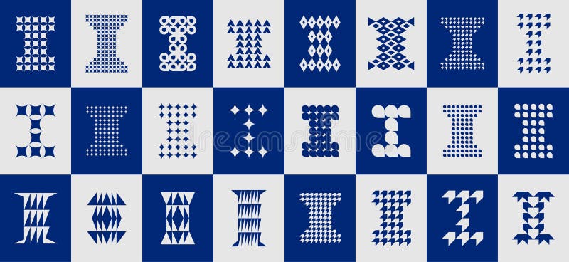 Abstract Basic Shape Letter I Logo Graphic Set Stock Vector ...