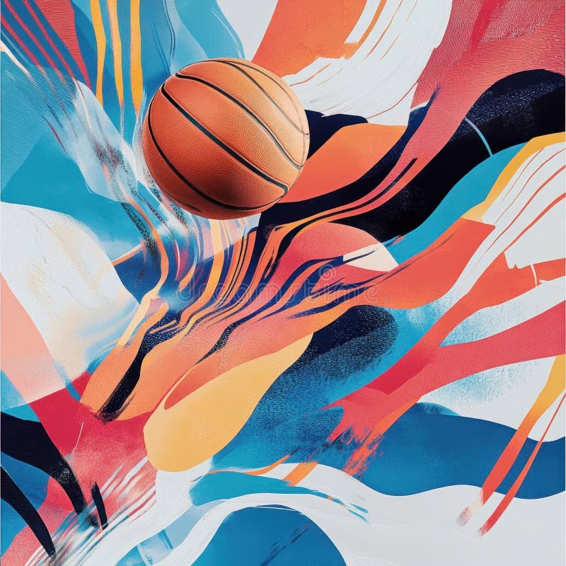 Abstract Basketball Art with Vibrant Colors Stock Illustration ...