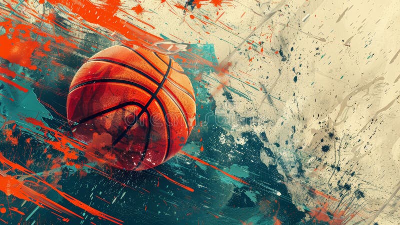 Abstract Basketball Design with Vibrant Colors and Dynamic Lines Stock ...