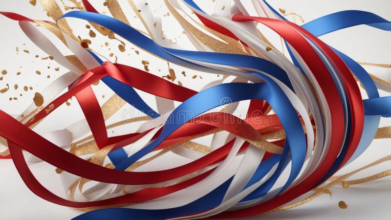 Abstract Bastille Day Background with Blue, White, and Red Ribbons Stock Illustration ...
