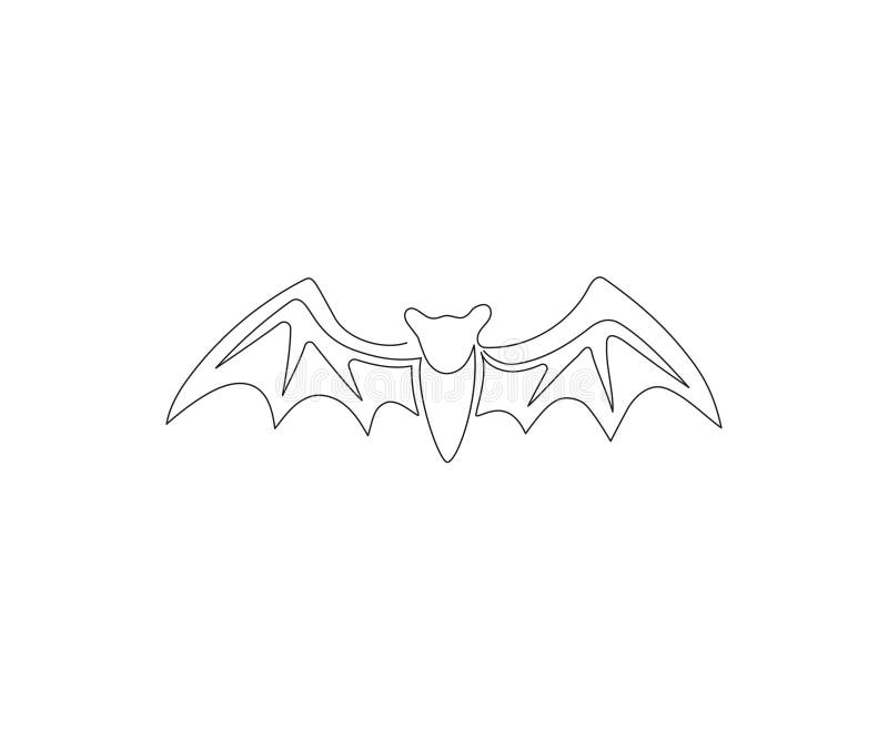 Abstract Bat for Halloween Continuous One Line Drawing. Black and White ...