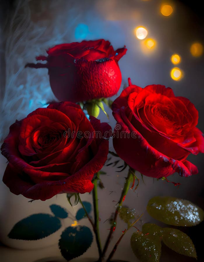 Abstract Batch Red Rose Flowers for a Background, Realistic, with ...