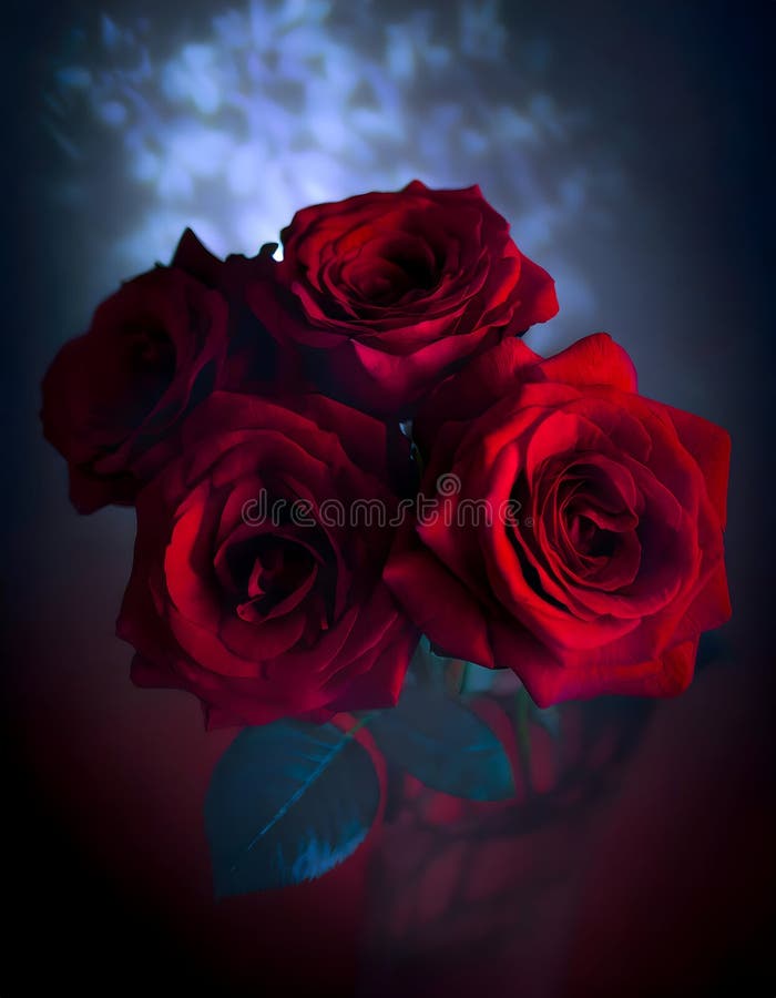 Abstract Batch Red Rose Flowers for a Background, Realistic, with ...