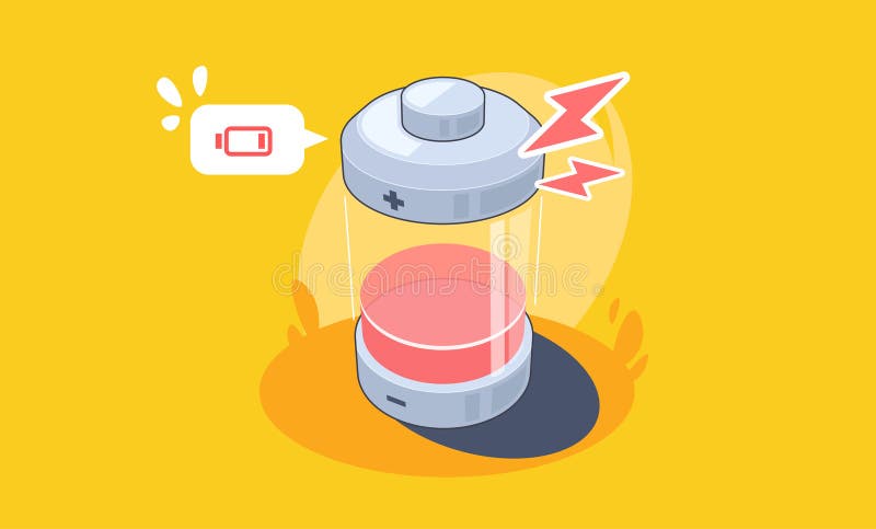 Abstract Battery Charging Icon. Low Battery Vector Flat Illustration ...