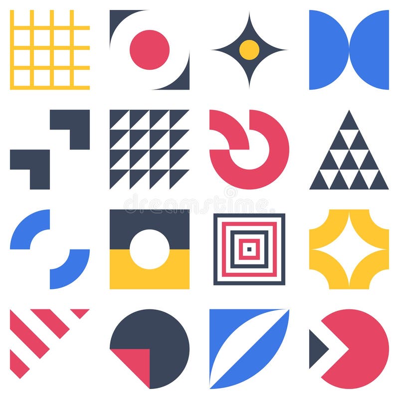 Abstract Bauhaus Elements Shapes in Modern Geometric Style Stock Vector ...