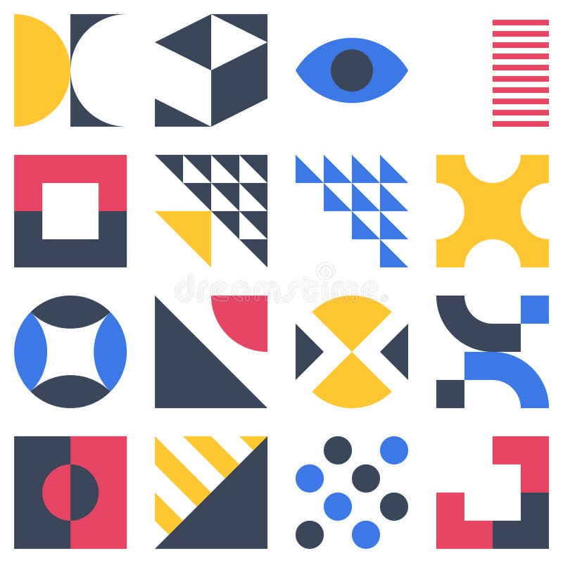 Abstract Bauhaus Elements Shapes in Modern Geometric Style Stock Vector ...