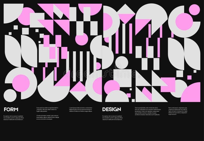 Abstract Bauhaus Geometric Pattern Background, Vector Circle, Triangle ...