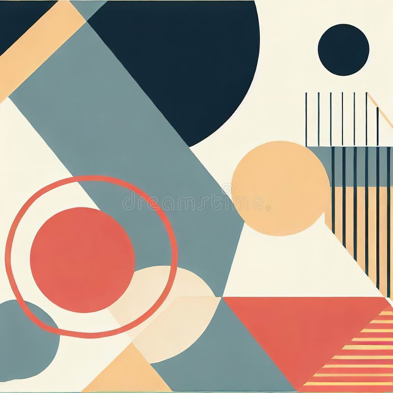 Abstract Bauhaus Geometric Pattern Background, Vector Circle, Triangle ...