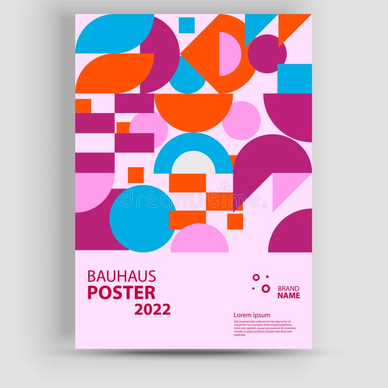 Abstract Bauhaus Geometric Pattern Background, Vector Circle,triangle ...