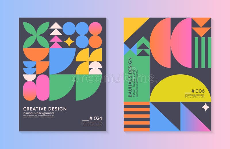 Abstract Bauhaus Geometric Pattern Backgrounds with Copy Space for Text ...