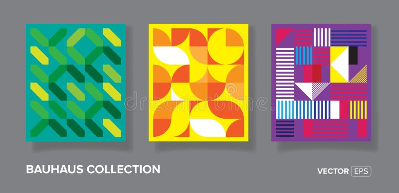 Abstract Bauhaus Geometric Pattern Backgrounds for Text. Trendy ...