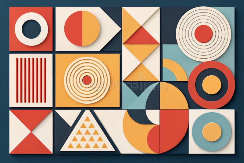 Abstract Bauhaus Geometric Shapes and Composition - Generated by Ai ...