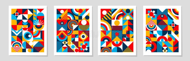 Abstract Bauhaus Poster Set Minimal 20s Geometric Style Stock Vector ... Abstract Bauhaus Poster Set Minimal 20s Geometric Style Stock Vector ...