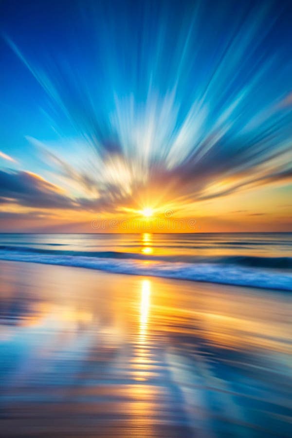Abstract Beach Background with Blue Sunrise Blur Effect Stock ...