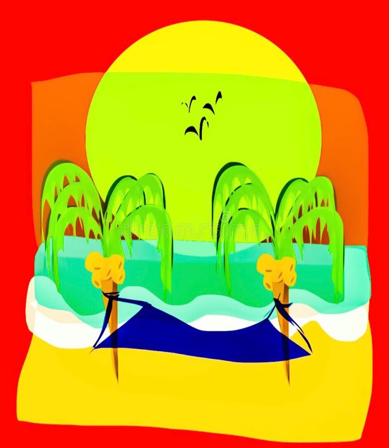 Abstract Beach in a Sunny Day - Abstract Drawing 17.2 Stock ...