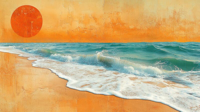 Abstract Beach Sunset Scene, Textured Background, Possible Use for Wallpaper, Prints Stock ...