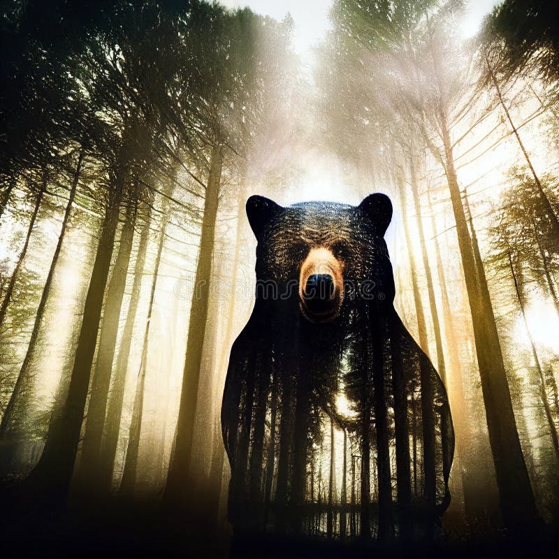 Abstract Bear Background. Ai Generated. Bear Double Exposure Background ...