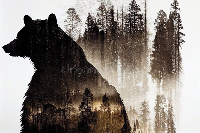 Abstract Bear Background. Ai Generated. Bear Double Exposure Background ...