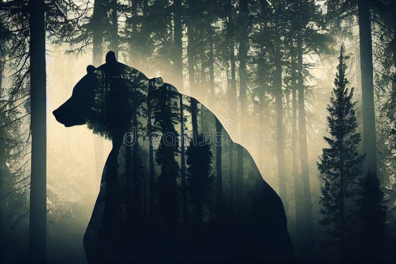 Abstract Bear Background. Ai Generated. Bear Double Exposure Background ...