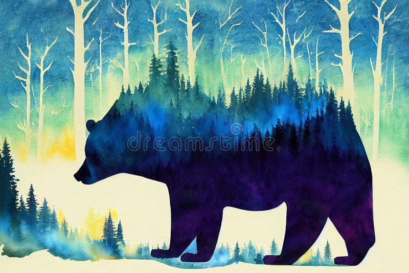 Abstract Bear Background. Ai Generated. Bear Double Exposure Background ...