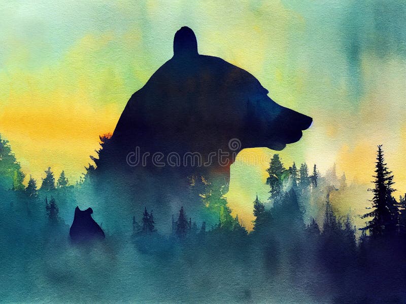 Abstract Bear Background. Ai Generated. Bear Double Exposure Background ...
