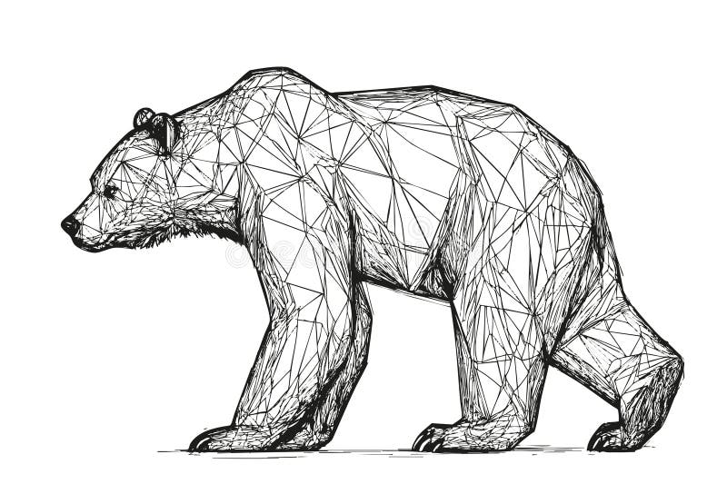 Abstract Bear Silhouette with Decorative Line Patterns Stock Vector ...