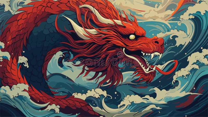 Abstract Beautiful Colored Dragon Vector Patterns. Seamless Dragon ...
