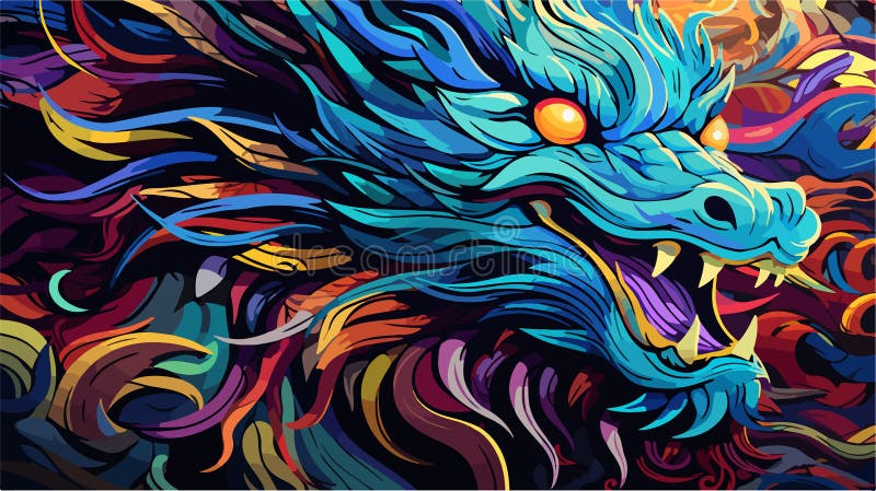 Abstract Beautiful Colored Dragon Vector Patterns. Seamless Dragon ...