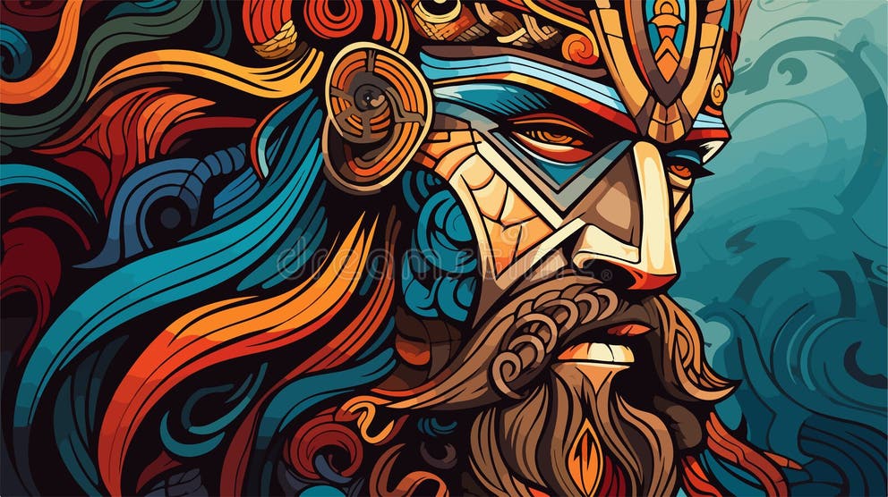 Abstract Beautiful Colored Vector Viking Patterns. Ancient Warrior ...