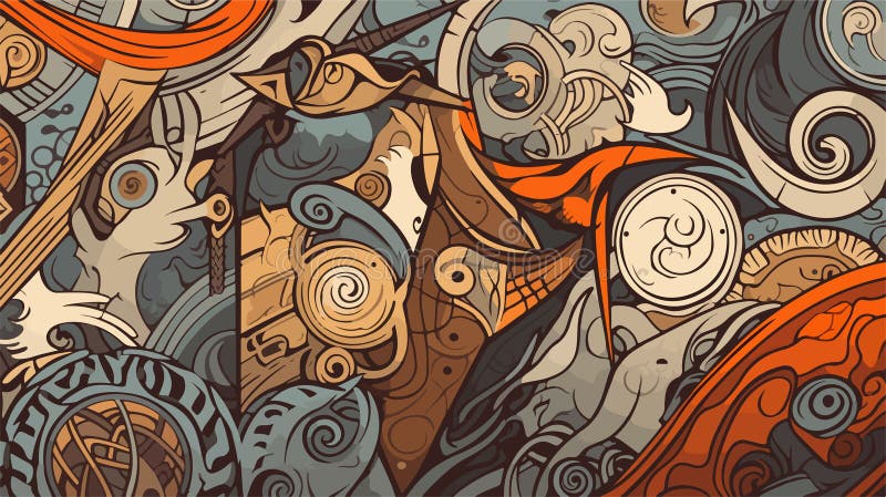 Abstract Beautiful Colored Vector Viking Patterns. Ancient Warrior ...