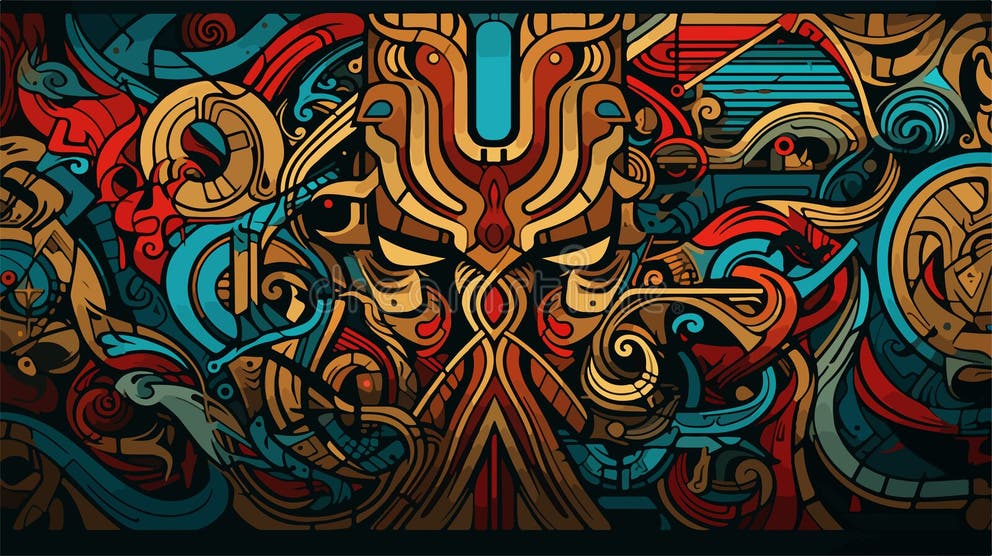 Abstract Beautiful Colored Vector Viking Patterns. Ancient Warrior ...