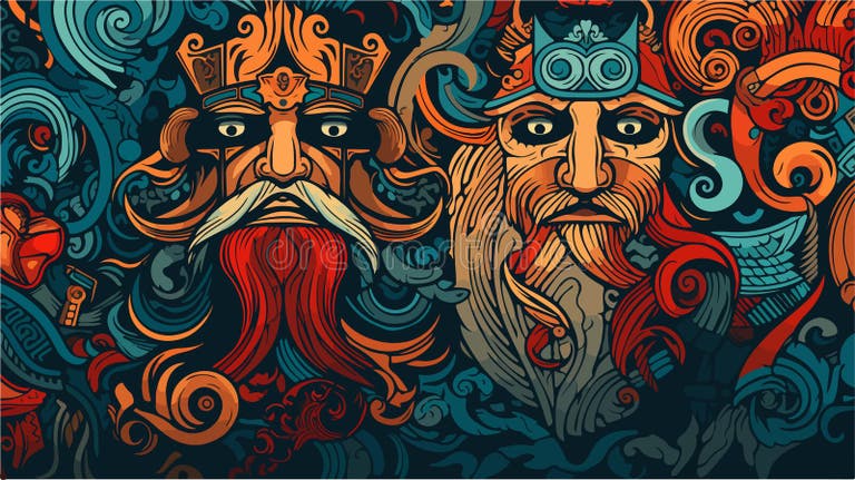 Abstract Beautiful Colored Vector Viking Patterns. Ancient Warrior ...