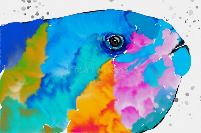 Abstract Beautiful Colorful Watercolor Fish Stock Illustration ...