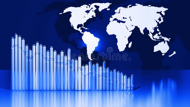 Abstract Beautiful Columns Form Graph and with the World Map Form an ...