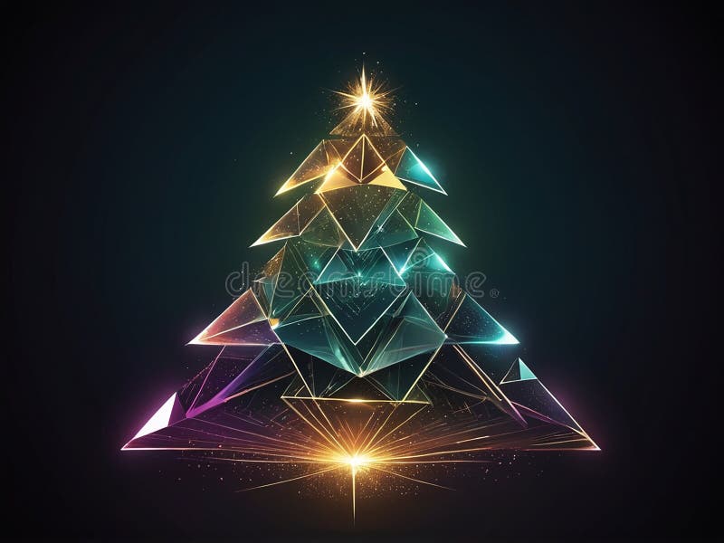 Abstract Beautiful Holiday Card with Techno Style Christmas Tree Made ...