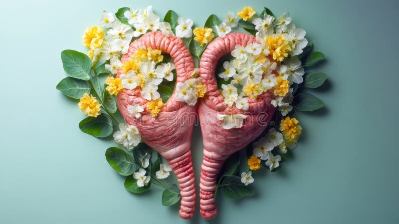 Floral Uterus Art Abstract Depiction of Female Reproductive System with ...