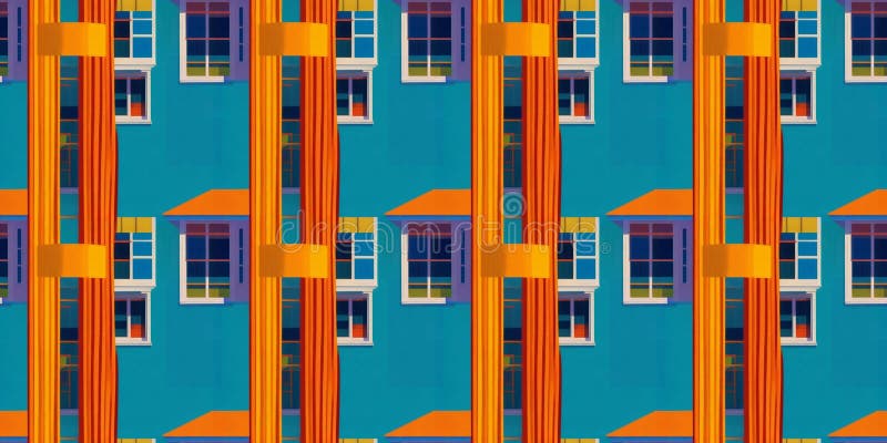 Edward Hopper Style Seamless Pattern Bright Colors Stock Image - Image ...